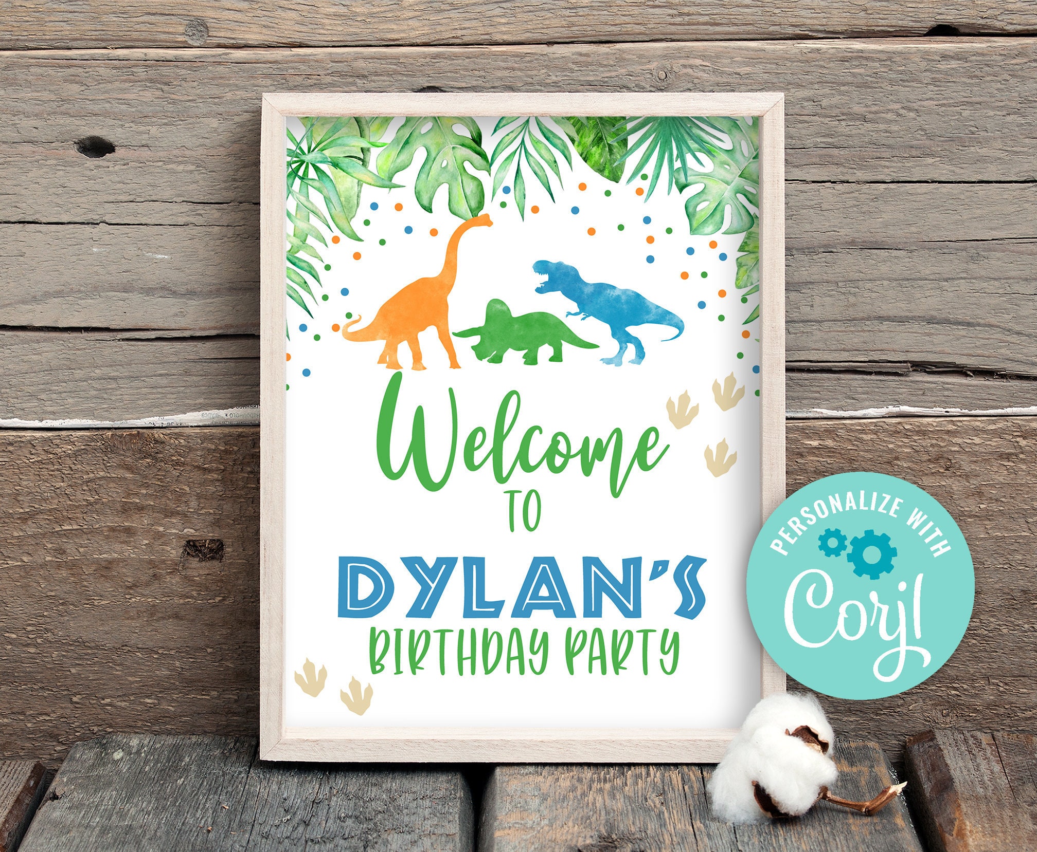 Editable Dinosaur Welcome Sign Instant Download Safari - Etsy