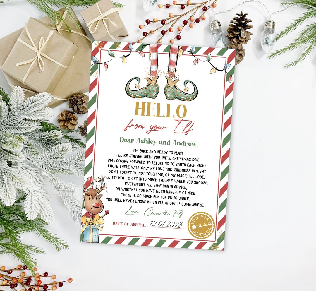 EDITABLE Elf Arrival Letter Hello From Your Elf Christmas Elf Welcome ...