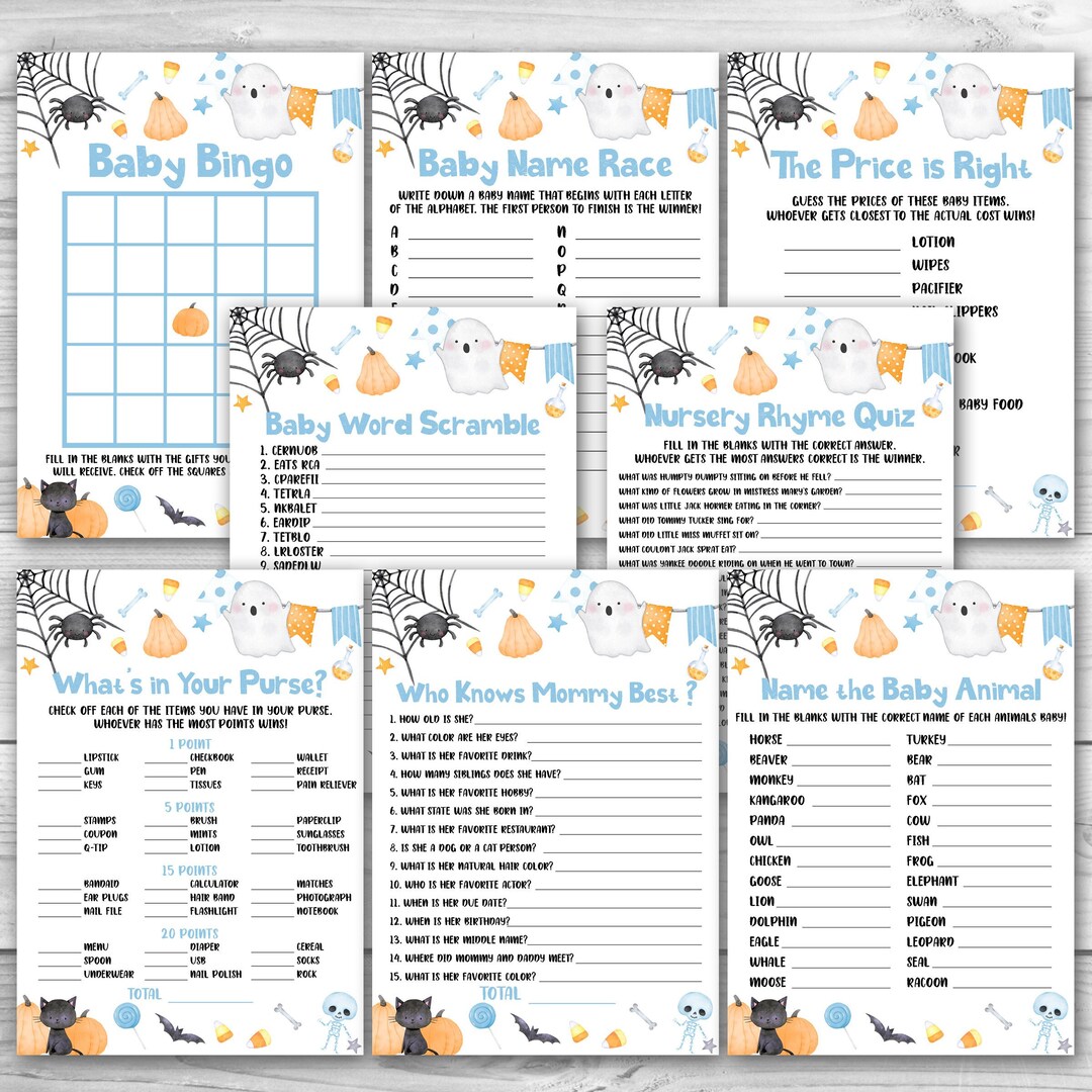 Little Boo Baby Shower Game Package 8 Printable Halloween Baby Shower ...
