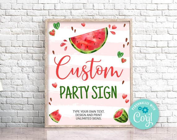 EDITABLE Watermelon Birthday Table Sign Watermelon Custom - Etsy