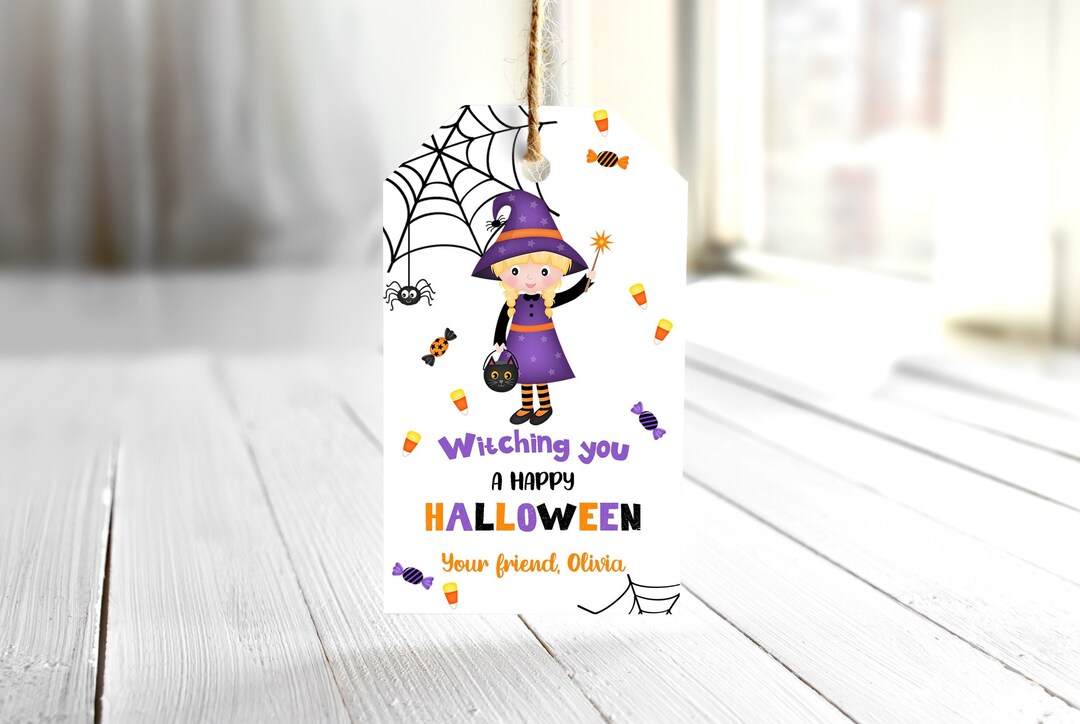 EDITABLE Halloween Treat Tags, Halloween Witch Favor Tags, Witching You ...