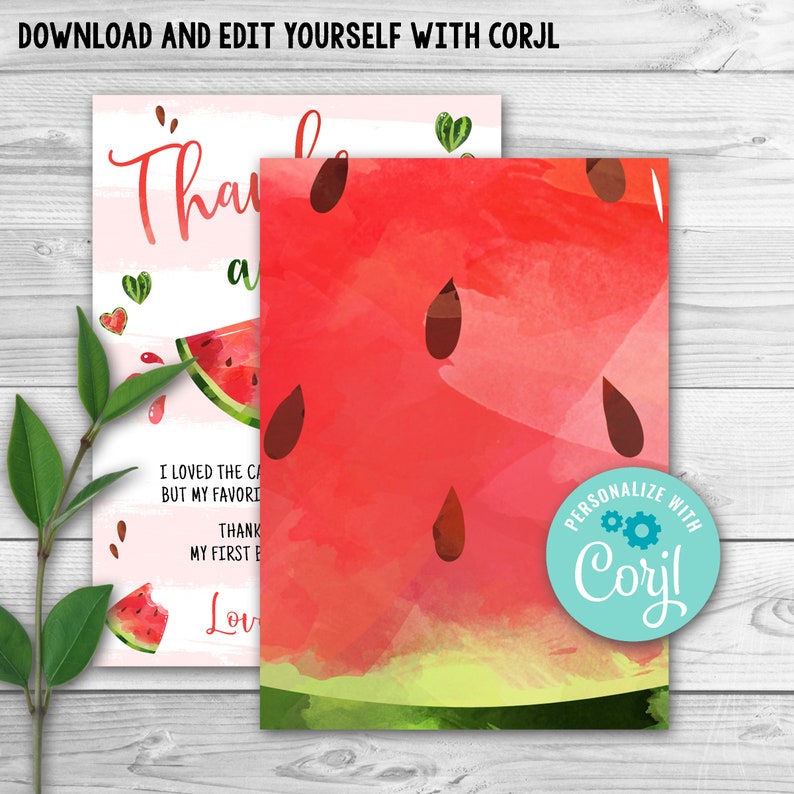 Editable Watermelon Thank You Card Thanks a Melon Thank You - Etsy