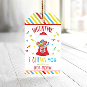 EDITABLE Bubble Gum Valentine's Day Gift Tag Valentine I Chews You ...