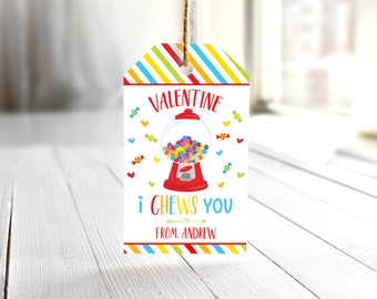 Bubble Gum Valentine's Day Tag School Classroom Valentine Gift Tag ...