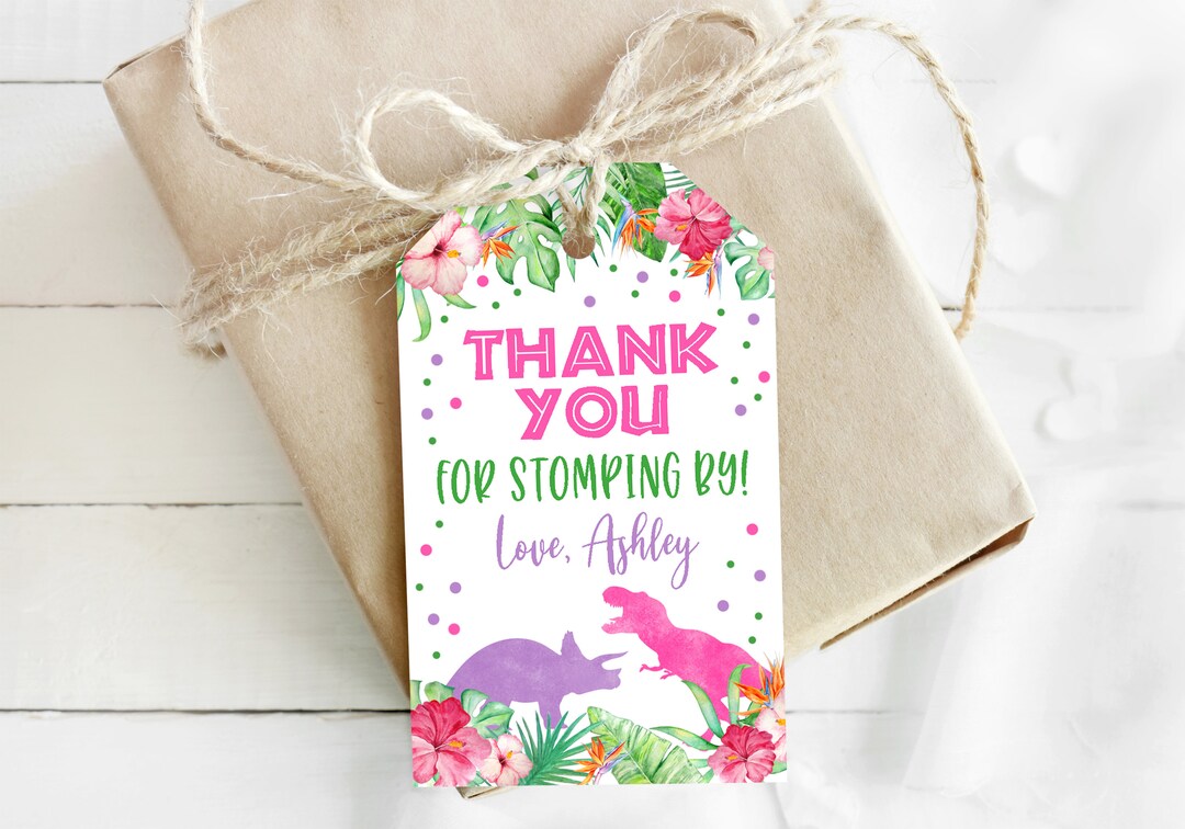 EDITABLE Dinosaur Favor Tag, Printable Dinosaur Birthday Thank You Tags ...