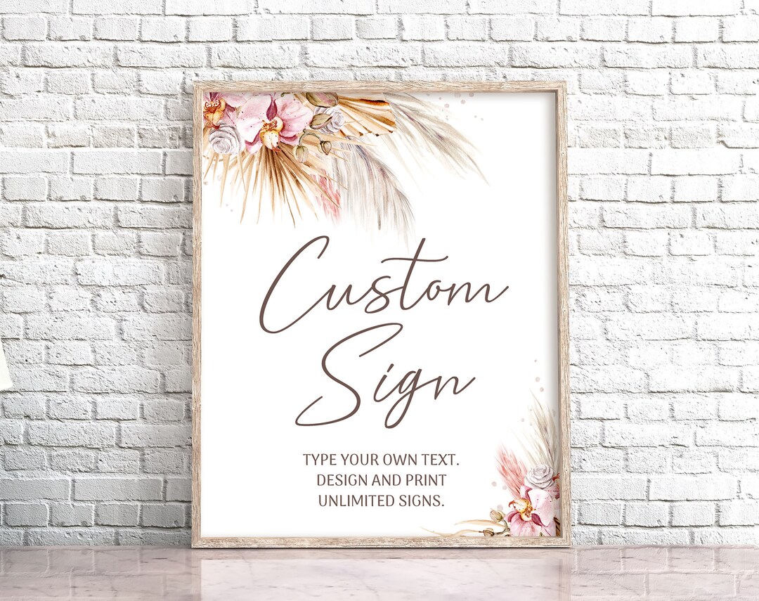 EDITABLE Pampas Grass Custom Sign Bohemian Birthday Party Custom Sign ...