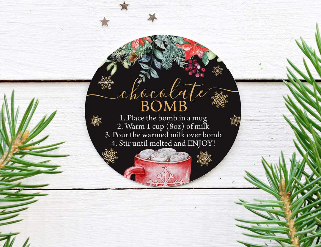 Hot Chocolate Bomb Tags, Hot Cocoa Bomb Instructions Favor Tag Hot ...