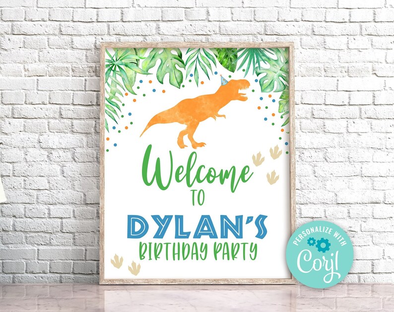 Editable T-rex Welcome Sign Instant Download Safari Dinosaur - Etsy