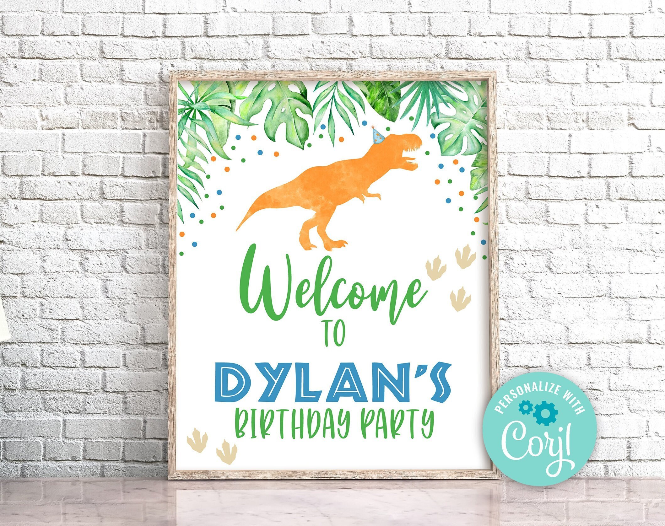 Editable T-rex Welcome Sign Instant Download Safari Dinosaur | Etsy