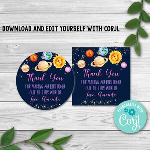 EDITABLE Space Birthday Favor Tags Galaxy Planets Outer Space - Etsy