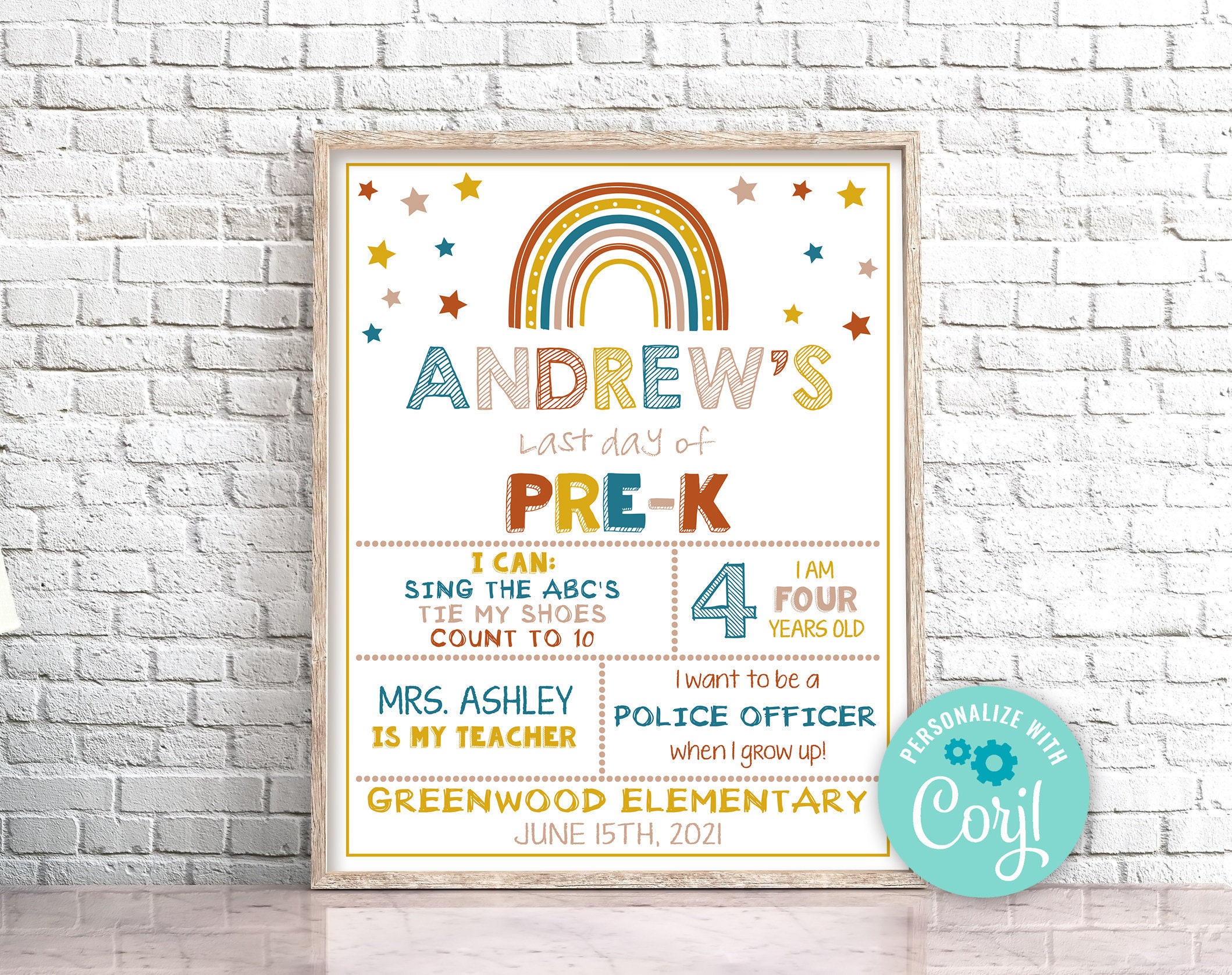 Editable Last Day of Pre-k Sign Personalized Last Day of School Sign ...