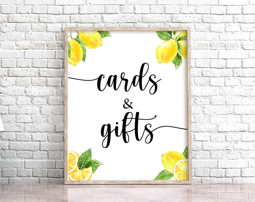 Lemon Cards and Gifts Sign, Citrus Cards and Gifts Sign Printable ...