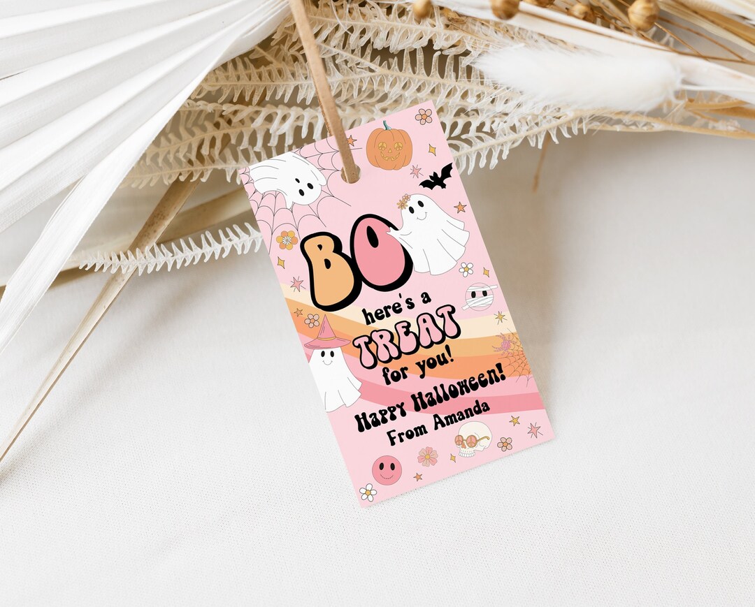 EDITABLE Halloween Treat Tags Boo Halloween Tag Groovy Halloween Party ...
