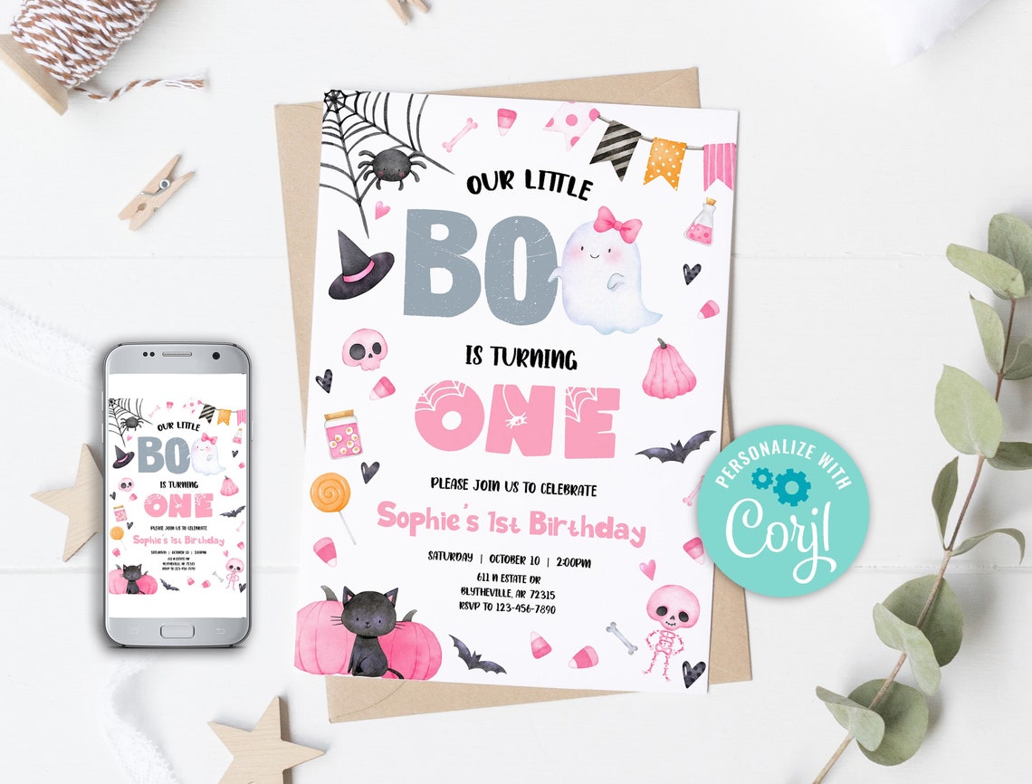 Editable Our Little Boo Birthday Party Invitation Halloween - Etsy
