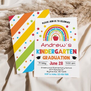 Editable Kindergarten Graduation Invitation Graduation Party Invitation ...