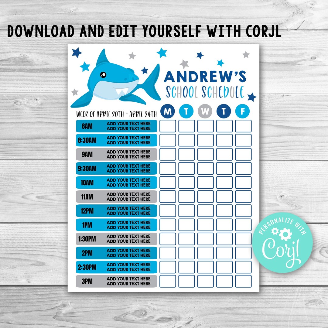Shark Homeschool Schedule, Shark Daily Routine, Shark Kids Daily ...
