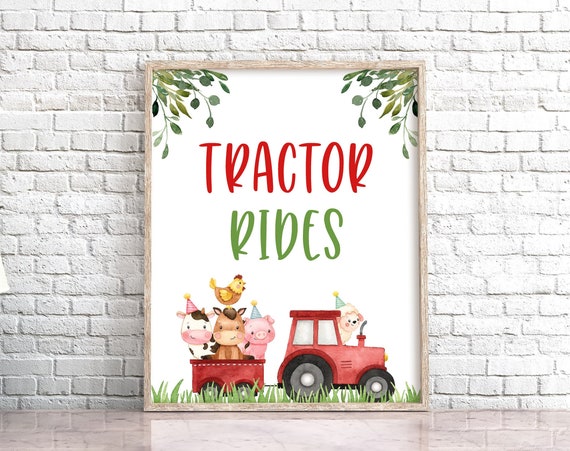 Tractor Rides Sign Boy Farm Birthday Sign Farm Animals Party | Etsy