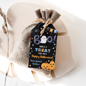 EDITABLE Halloween Treat Tags Boo Halloween Tag Blue Halloween Pumpkin ...