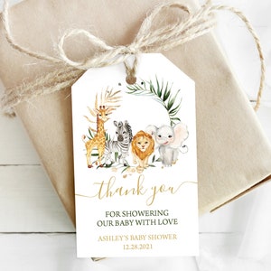 EDITABLE Safari Animals Favor Tag, Printable Jungle Favor Tags, Safari ...