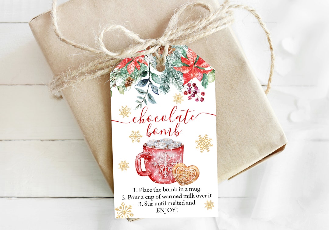 Hot Cocoa Bomb Tags, Hot Chocolate Bomb Instructions Favor Tag Hot ...