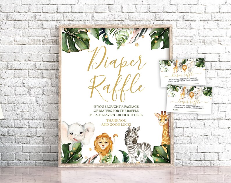WILD Animals Diaper Raffle Sign Safari Animals Diaper Raffle - Etsy