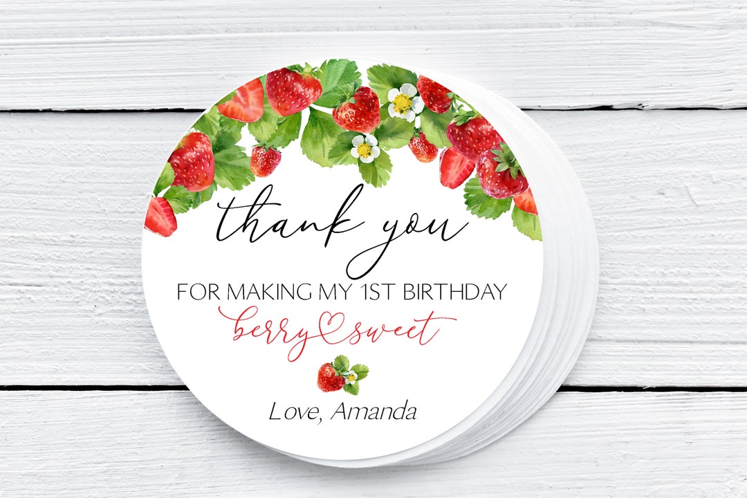EDITABLE Strawberry Birthday Favor Tag Berry Sweet Thank You Tags ...