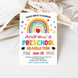 Preschool Graduation Invitation Editable Graduation Ceremony Invitation ...