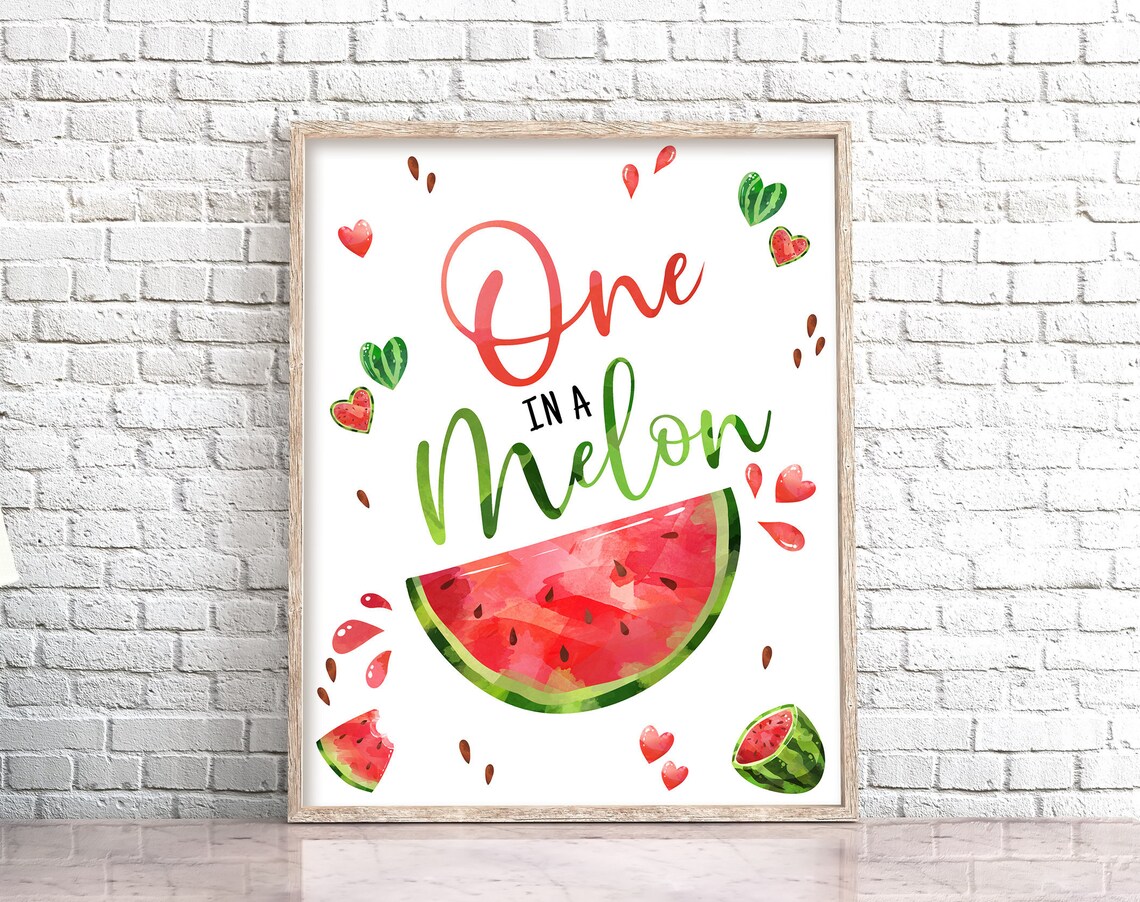 One in a Melon Sign Red Watermelon Sign Watermelon Birthday - Etsy