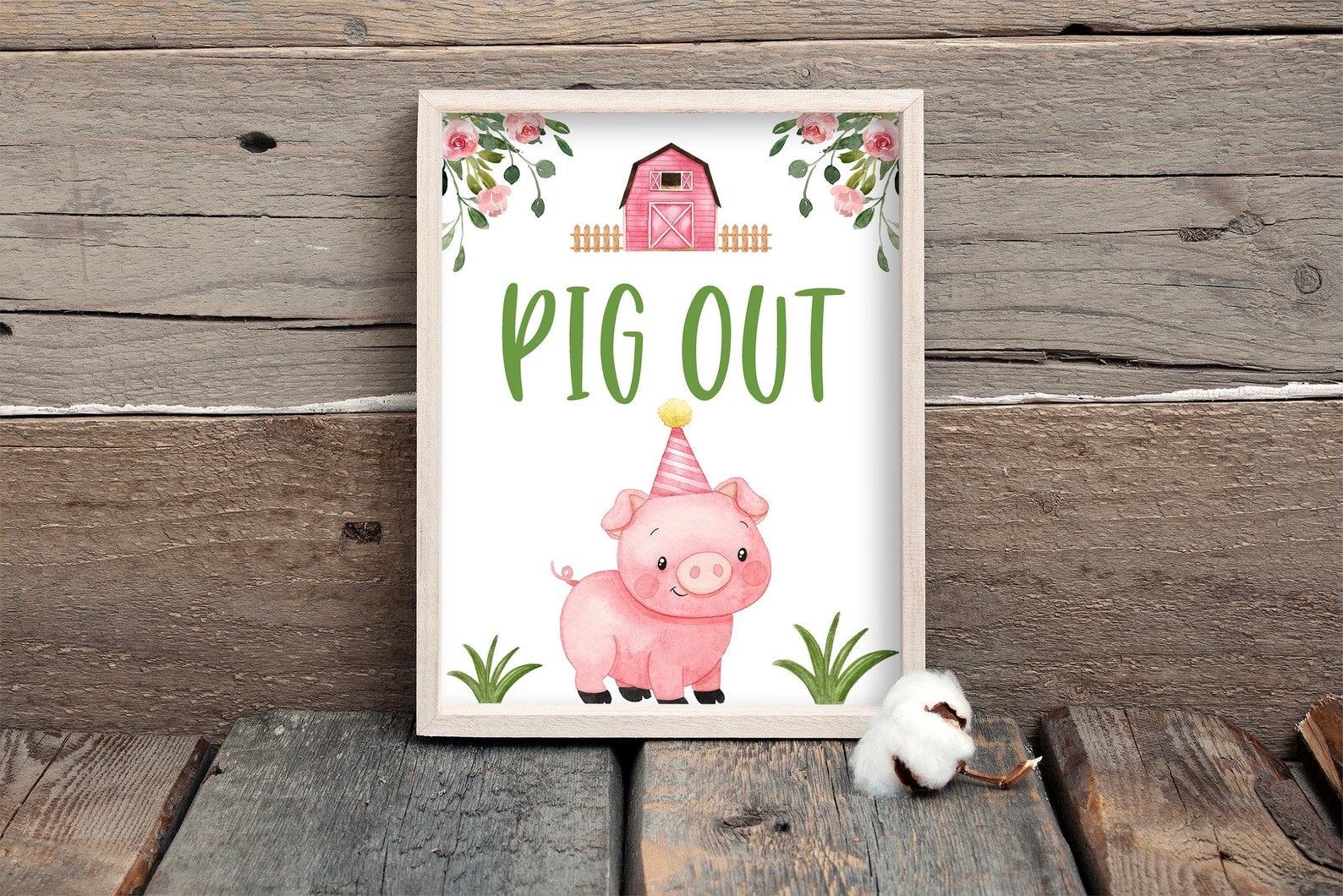 Pig Out Farm Birthday Table Sign Pig Out Table Sign Farm | Etsy
