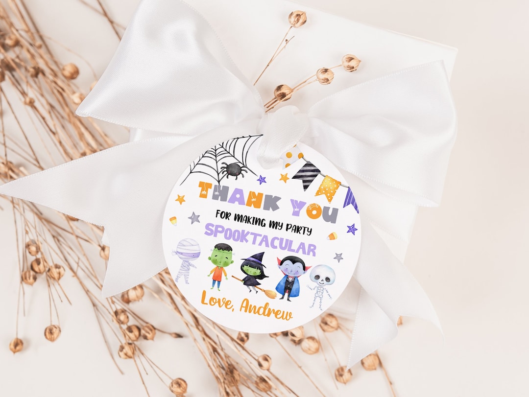 EDITABLE Halloween Birthday Thank You Tag Halloween Treat Tags ...