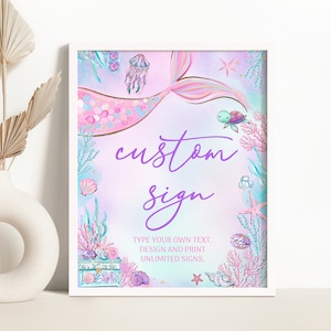 EDITABLE Mermaid Custom Sign Mermaid Under the Sea Custom Sign Little ...