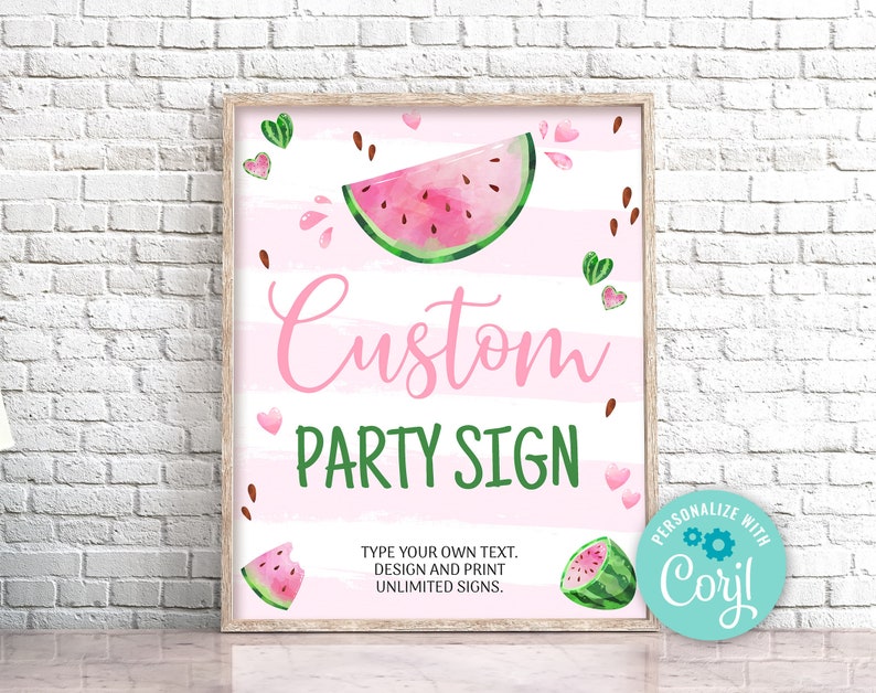 EDITABLE Watermelon Birthday Table Sign Watermelon Custom - Etsy