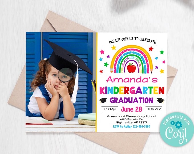 Editable Graduation Invitation Printable Kindergarten Preschool Pre K ...