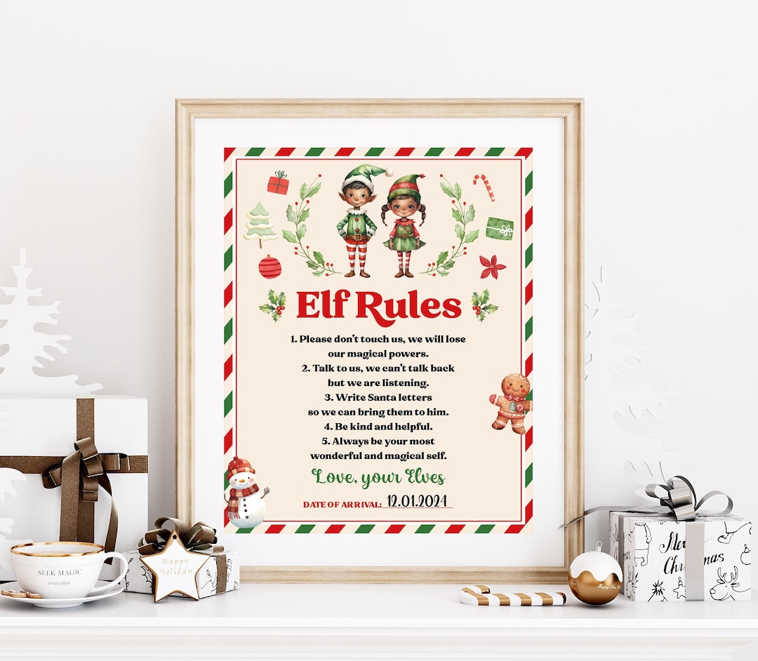 Editable Elf Rules to Follow Santa Elf Arrival Rules Sign Elf No ...