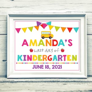 Editable Last Day of Kindergarten Sign Last Day of School Sign ...