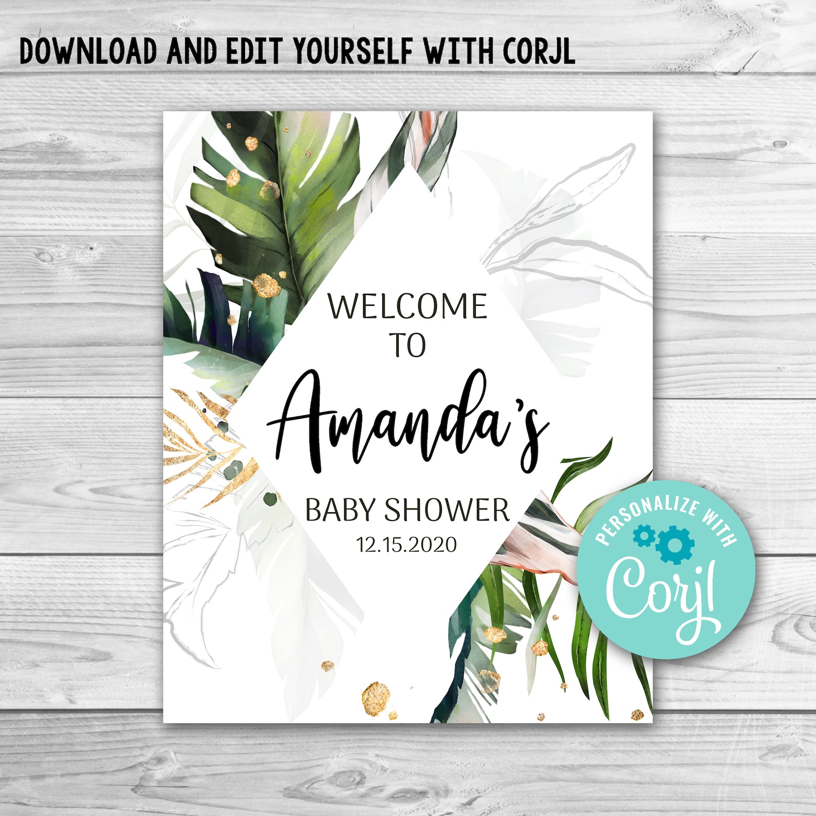 Editable Tropical Welcome Sign Instant Download Tropical Baby - Etsy