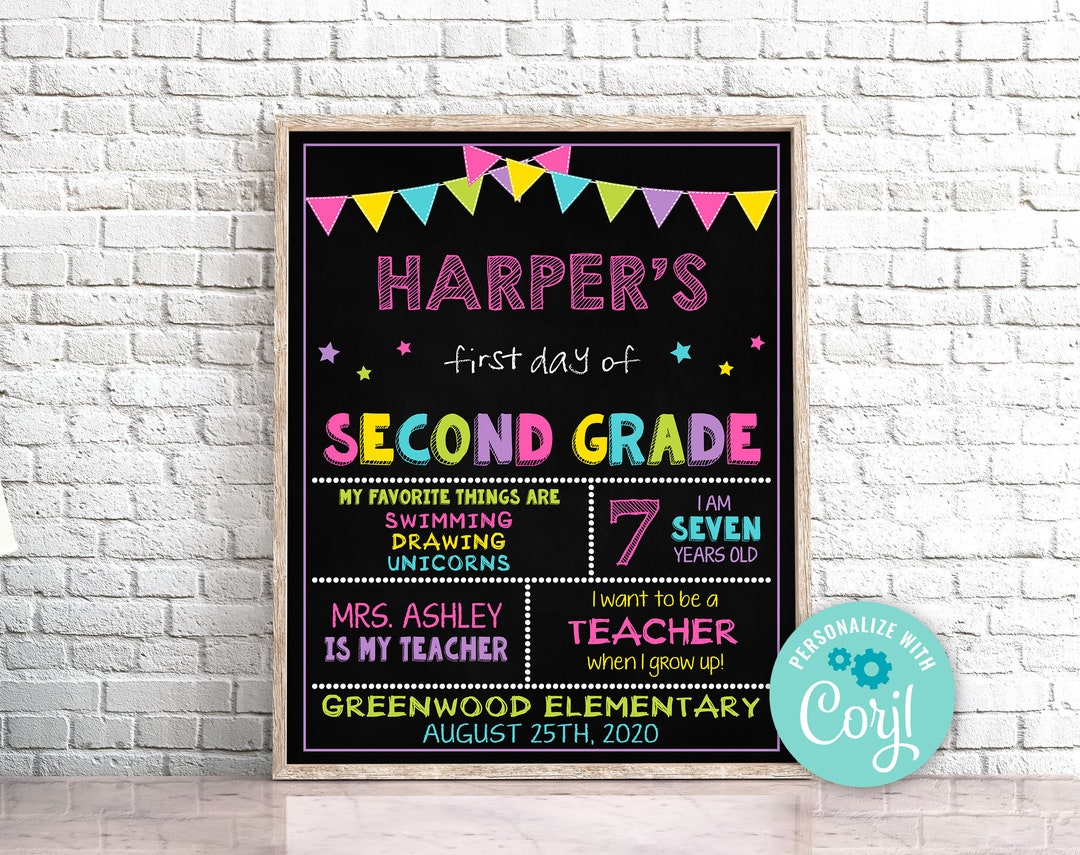 Editable First Day of 2nd Grade Sign, First Day of Second Grade Sign ...