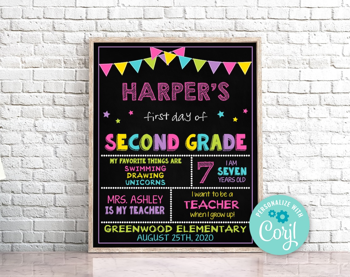Editable First Day of 2nd Grade Sign First Day of Second | Etsy