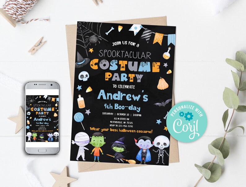 Editable Halloween Costume Party Invitation Halloween Birthday - Etsy