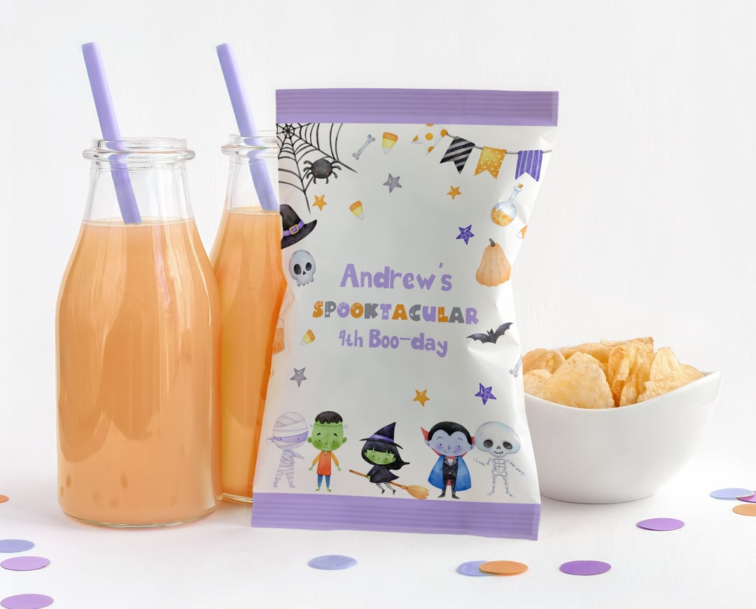 EDITABLE Halloween Chip Bag Wrappers Halloween Costume Party Chip Bag ...