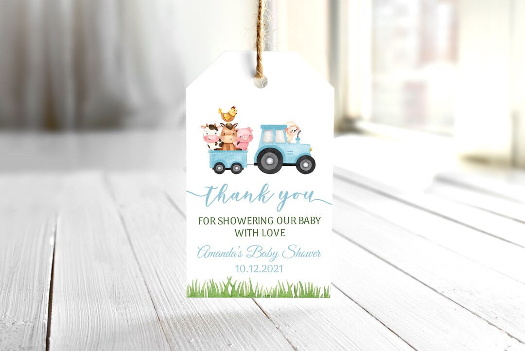 EDITABLE Farm Baby Shower Favor Tag Printable Farm Animals Baby Shower ...