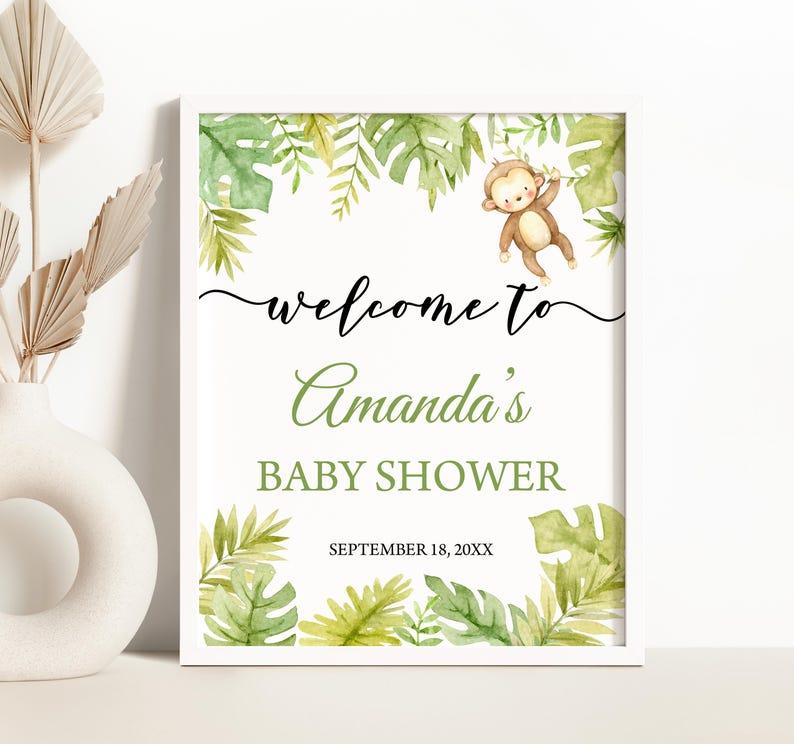 Editable Safari Animals Baby Shower Welcome Sign WILD Animal Welcome ...