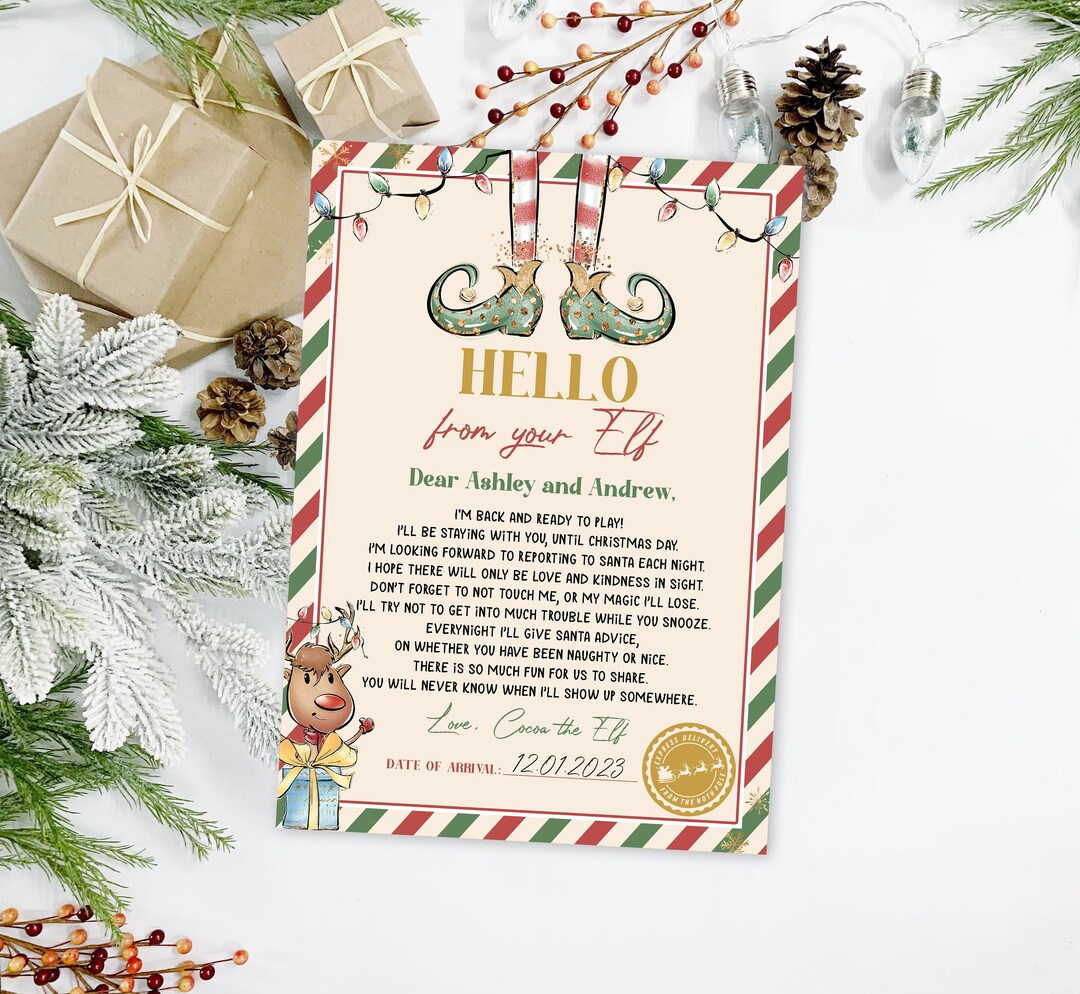 EDITABLE Elf Arrival Letter Hello From Your Elf Christmas Elf Welcome ...
