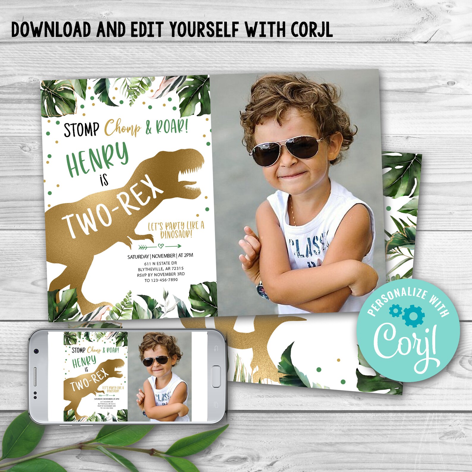 EDITABLE Two-rex Dinosaur Birthday Invitation Dino T-rex - Etsy