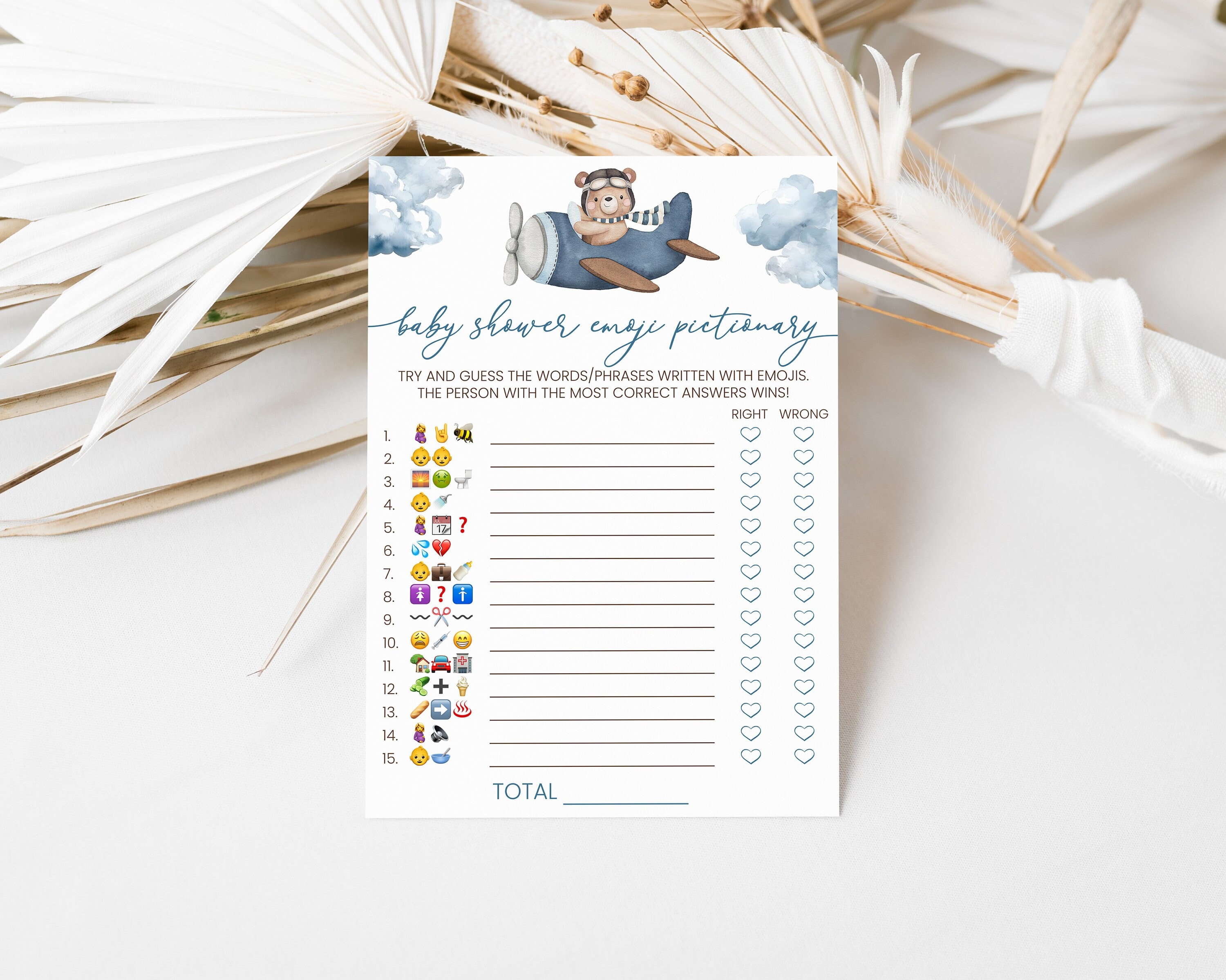 Airplane Bear Emoji Pictionary Baby Shower Game Bear on a Plane Emoji ...