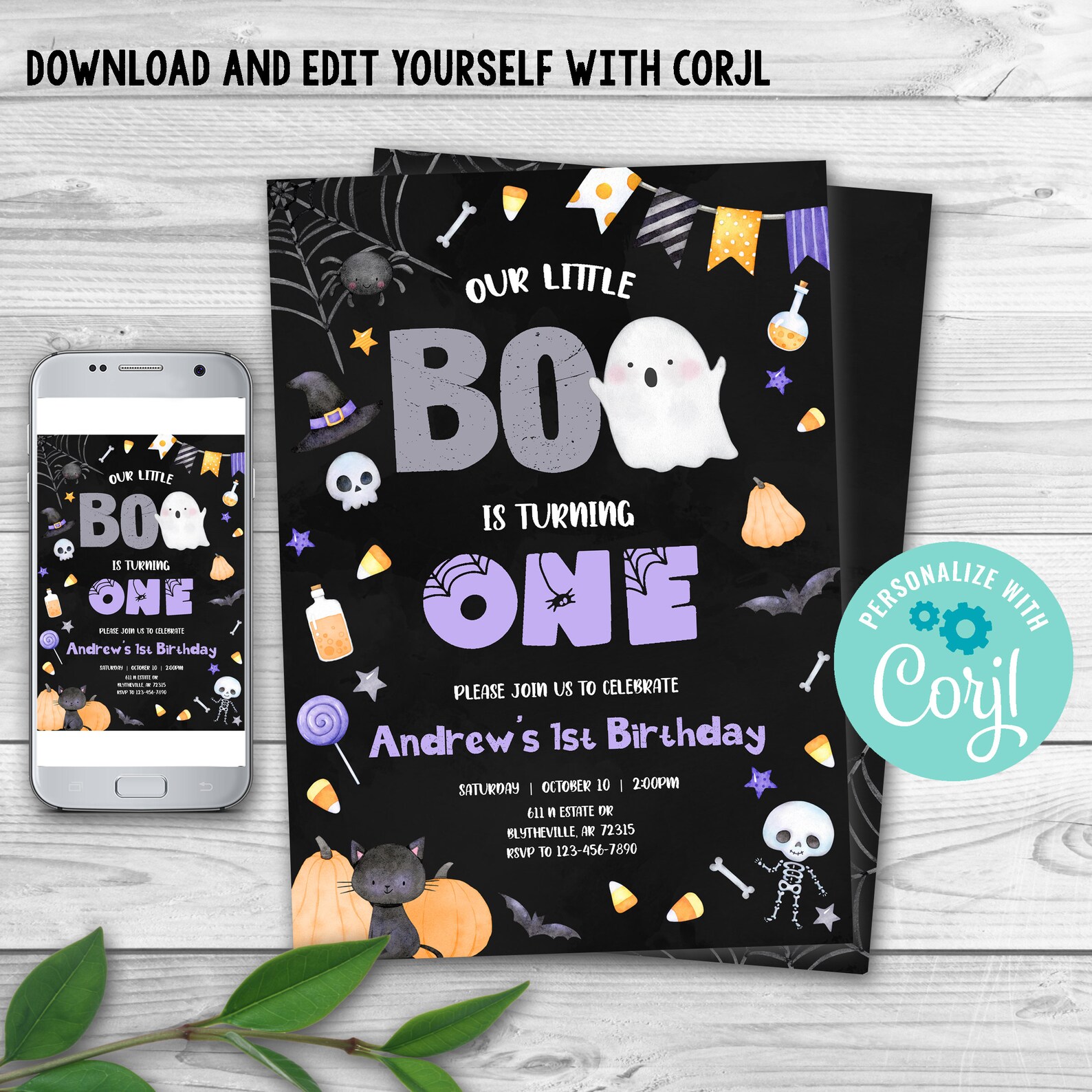 Editable Our Little Boo Birthday Party Invitation Halloween | Etsy