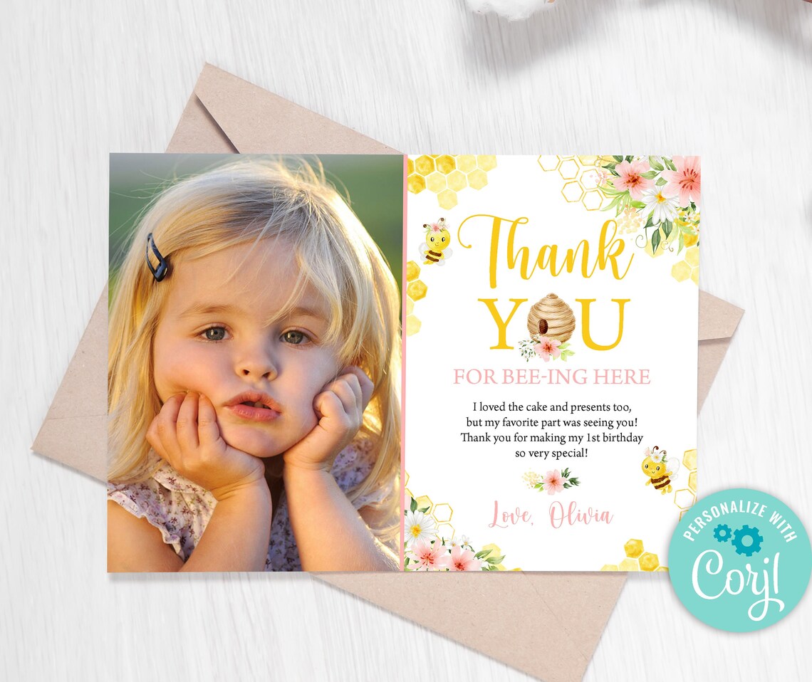 Editable Honey Bee Thank You Card Bumble Bee Thank You Card - Etsy