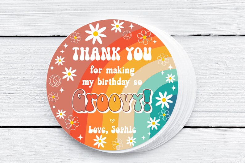 EDITABLE Groovy Birthday Favor Thank You Tag Groovy Birthday | Etsy