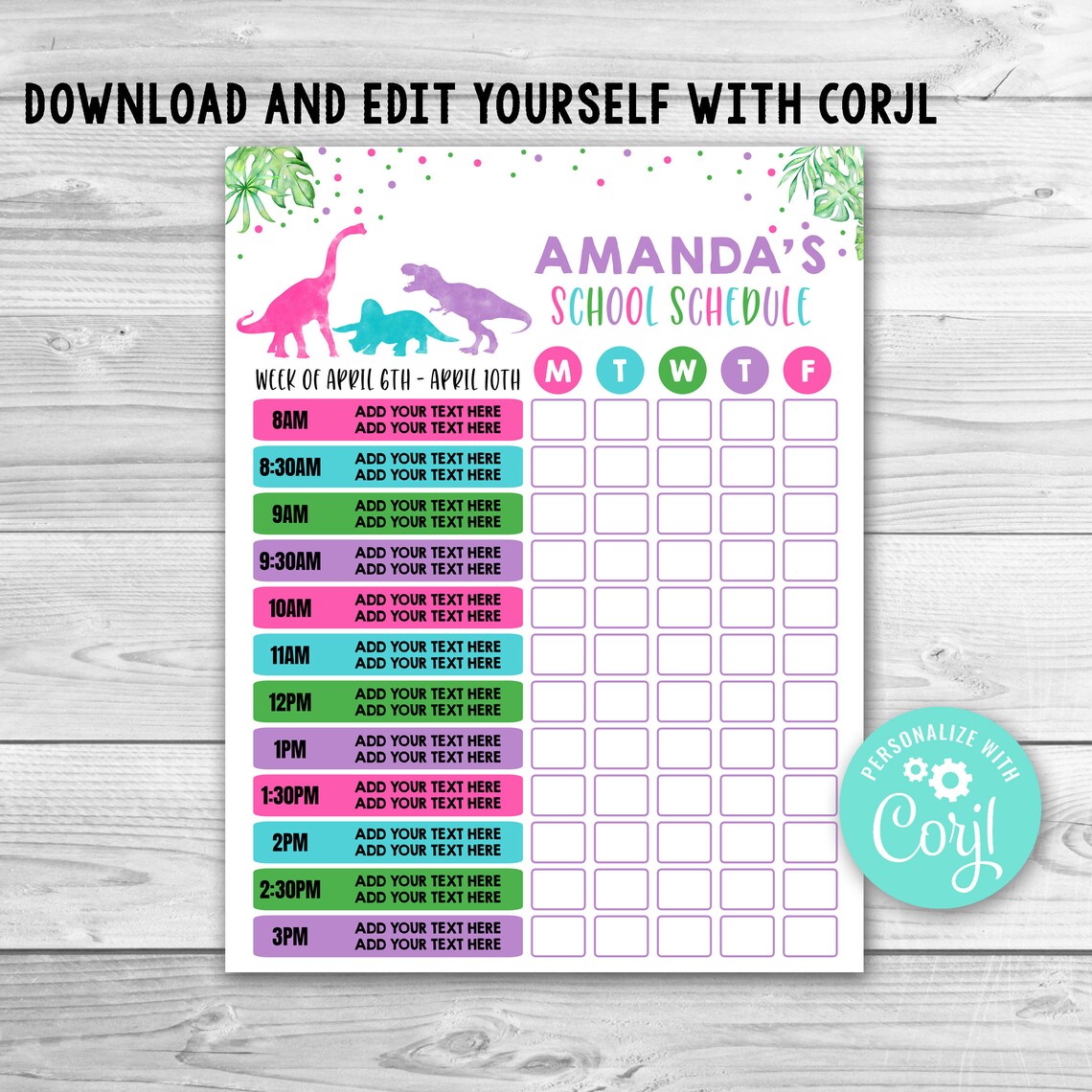 Dinosaur Homeschool Schedule Dinosaur Daily Routine Kids - Etsy