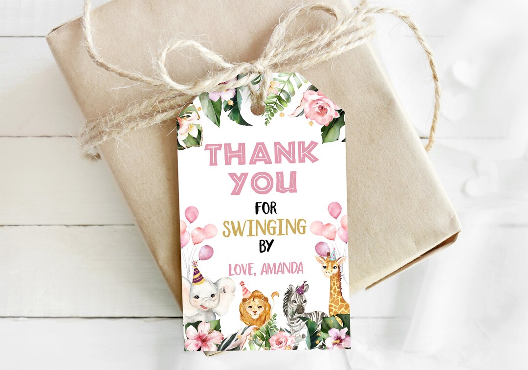 EDITABLE WILD Animals Favor Tag, Printable Jungle Favor Tags, Safari ...